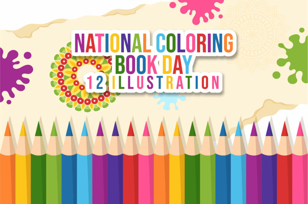 12 National Coloring Book Day Illustration - MasterBundles