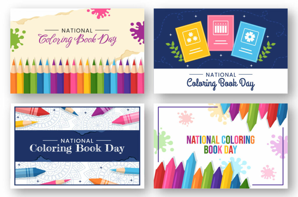 12 National Coloring Book Day Illustration - MasterBundles
