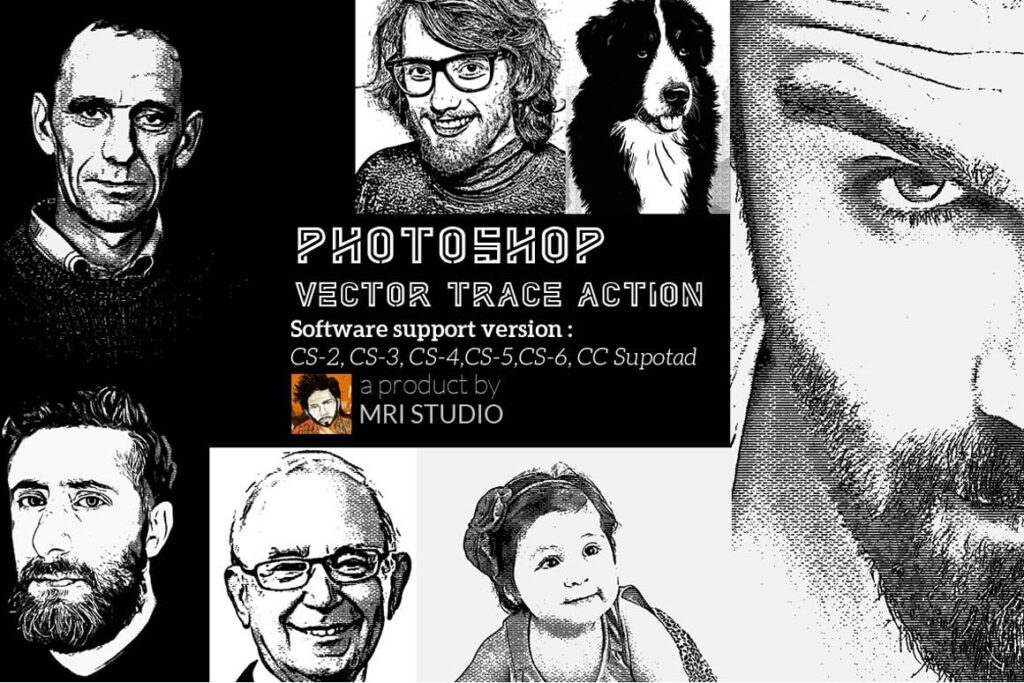 Photoshop Vector Trace Action - MasterBundles