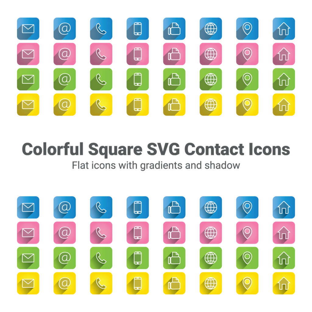 Colorful square SVG contact icons