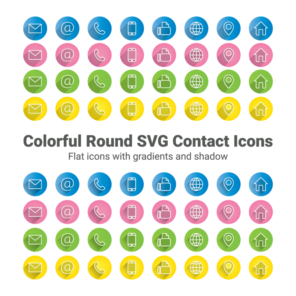 Colorful round SVG contact icons