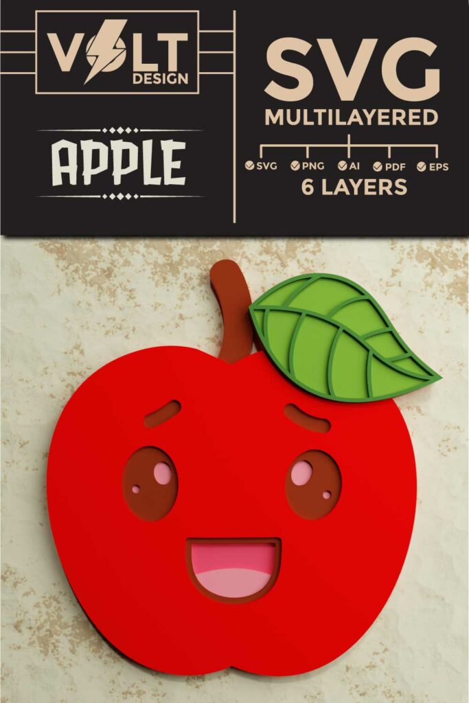 Apple 3D SVG Multilayered - MasterBundles