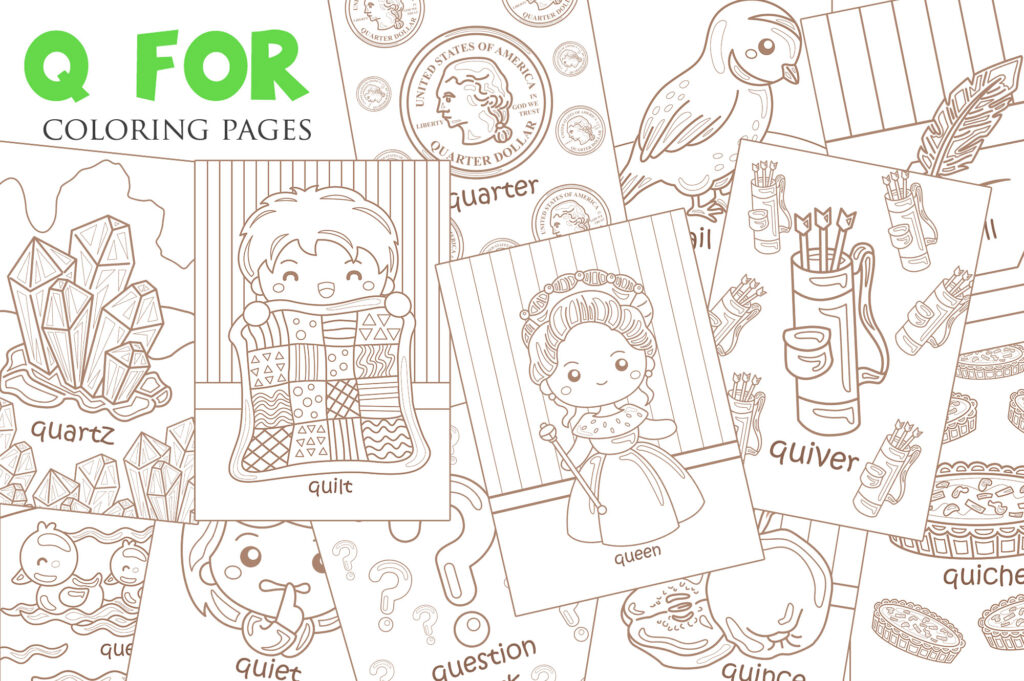 Alphabet Q For Vocabulary School Lesson Queen Quail Quit Queque Quartz ...