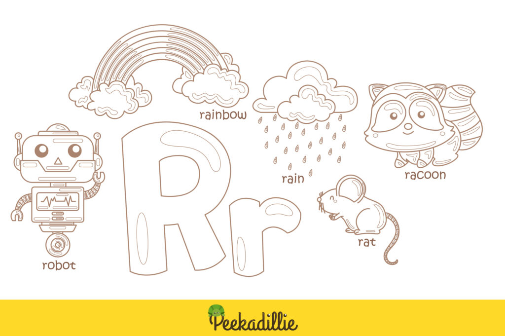 Alphabet R For Vocabulary School Lesson Rocket Robot Rat Rabbit Radish ...