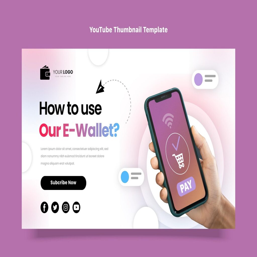 Flat design minimal technology YouTube thumbnail - MasterBundles