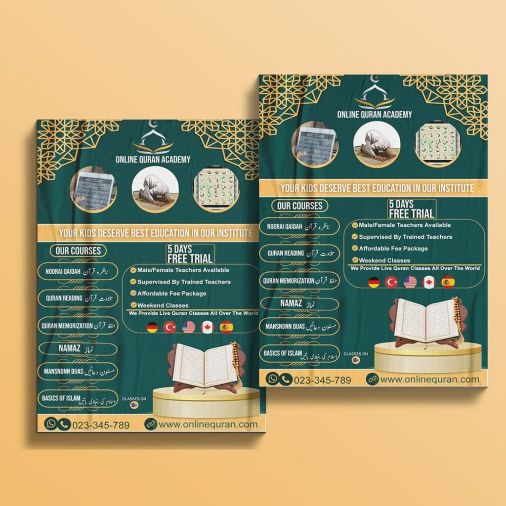 PSD Flyer Online Quran ACADEMY - MasterBundles