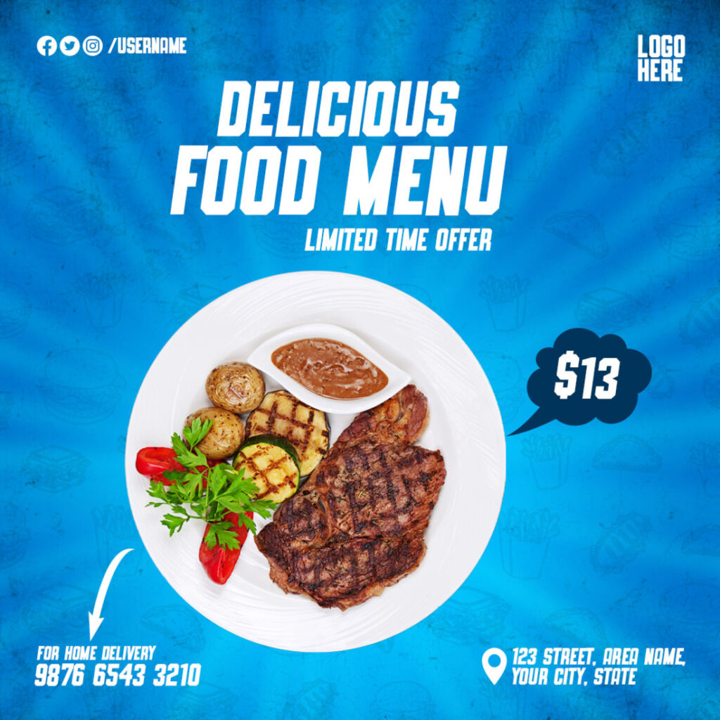 4 Delicious Food Menu Restaurant Social Media Banner Templates ...