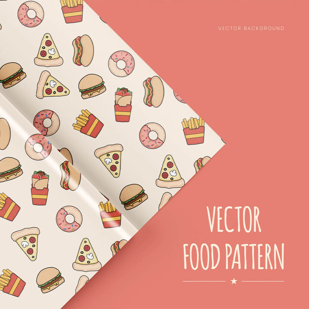 FAST FOOD PATTERN BACKGROUND - MasterBundles
