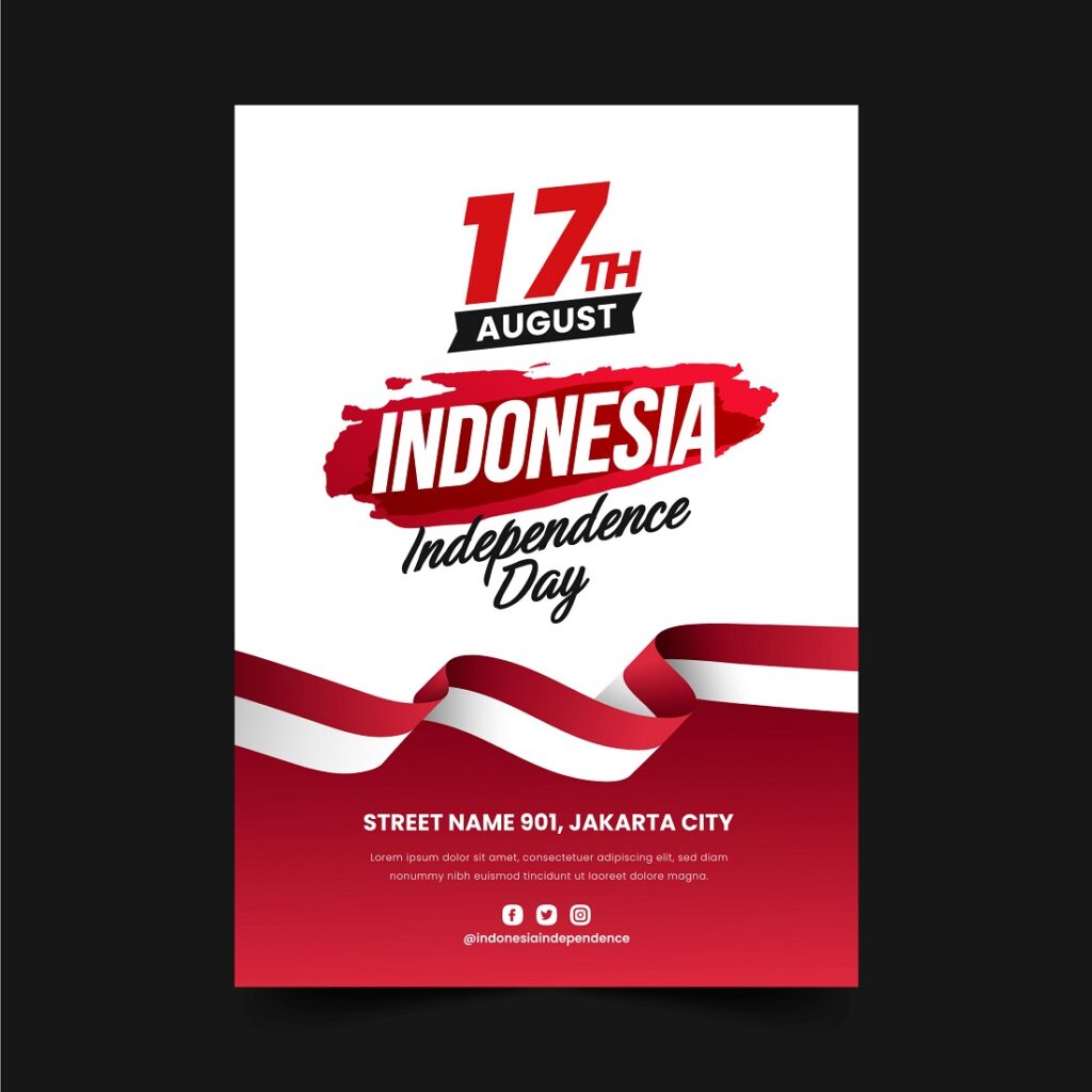 Gradient Indonesia independence day vertical poster template ...