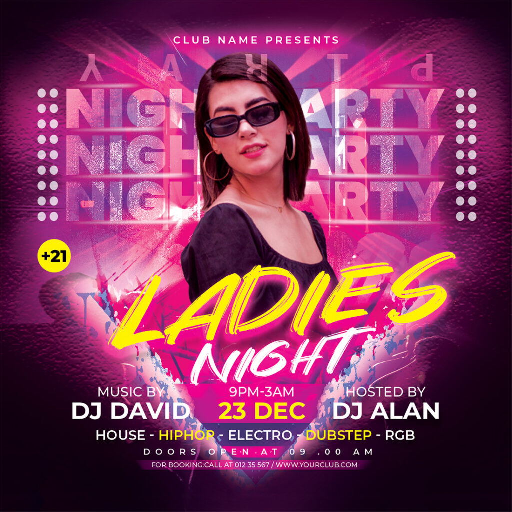 Ladies Night Party event Flyer - MasterBundles
