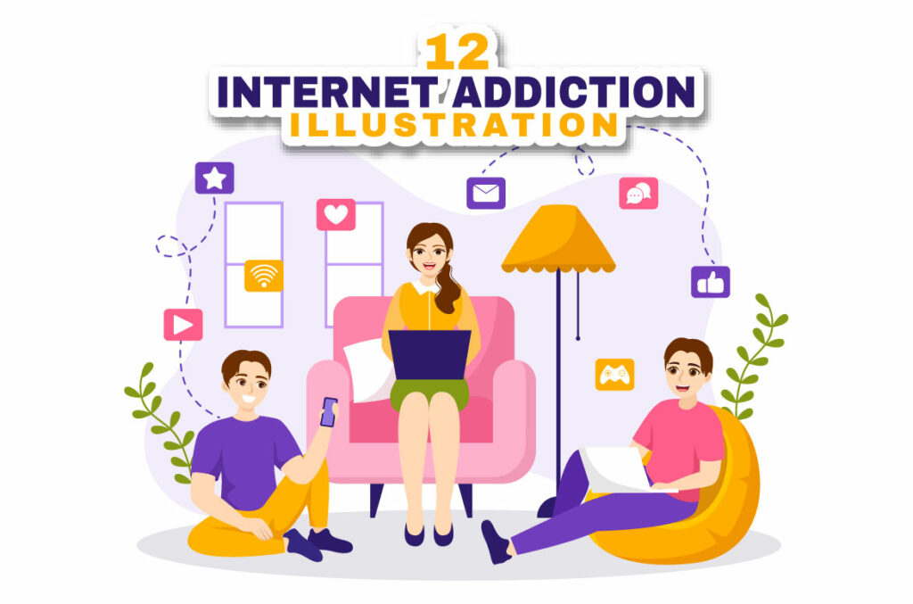 12 Internet Addiction Vector Illustration - MasterBundles
