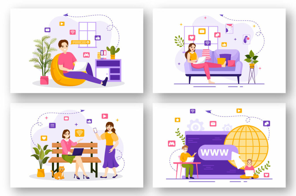 12 Internet Addiction Vector Illustration - MasterBundles