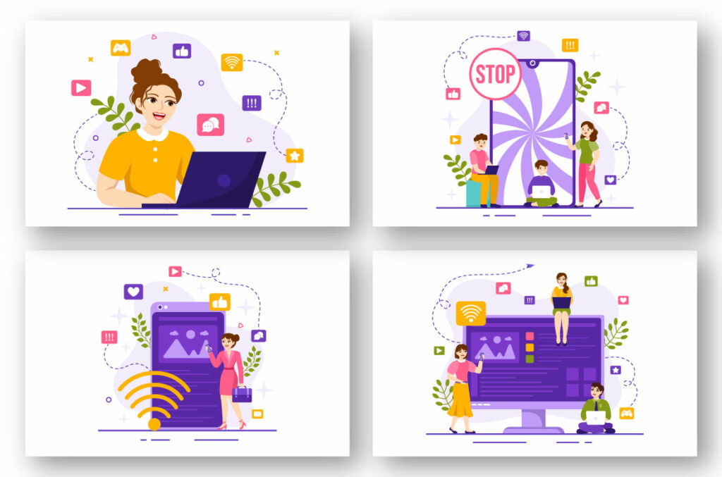 12 Internet Addiction Vector Illustration - MasterBundles