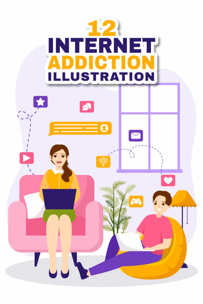 12 Internet Addiction Vector Illustration - MasterBundles