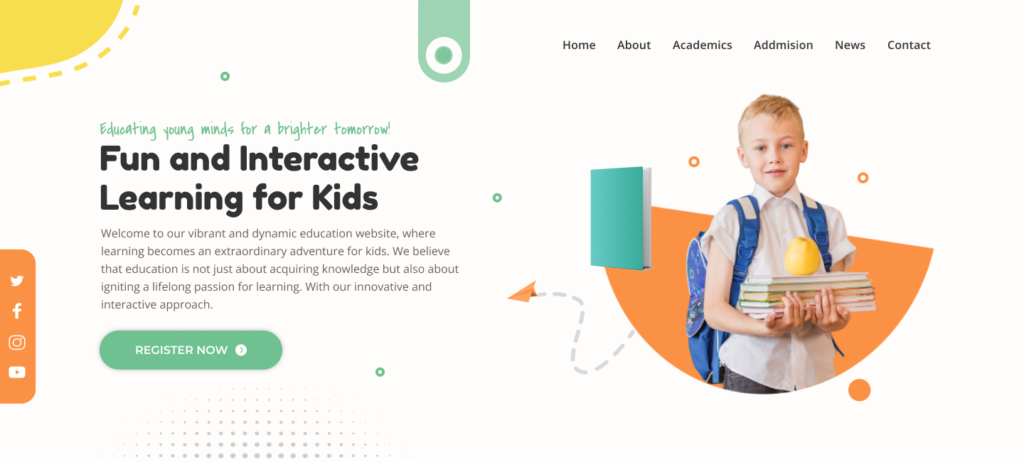 Kids education web design