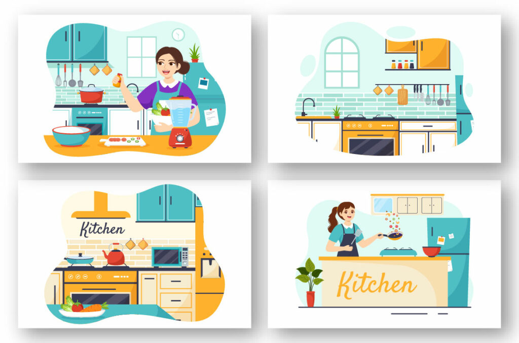 15 Kitchen Architecture Illustration - MasterBundles