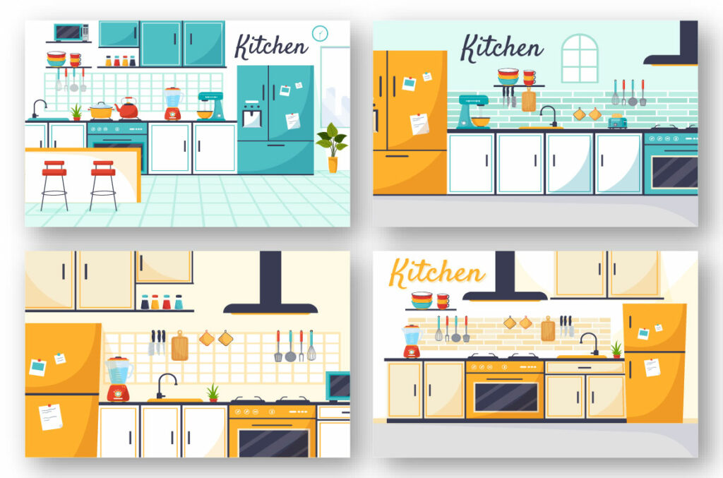 15 Kitchen Architecture Illustration - MasterBundles