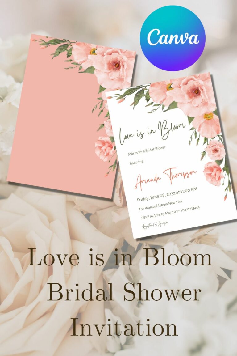 Love is in Bloom Watercolor Floral Bridal Shower Invitation - MasterBundles