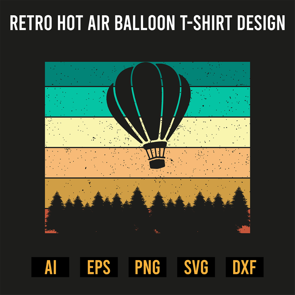 Retro Hot Air Balloon T-Shirt Design - MasterBundles