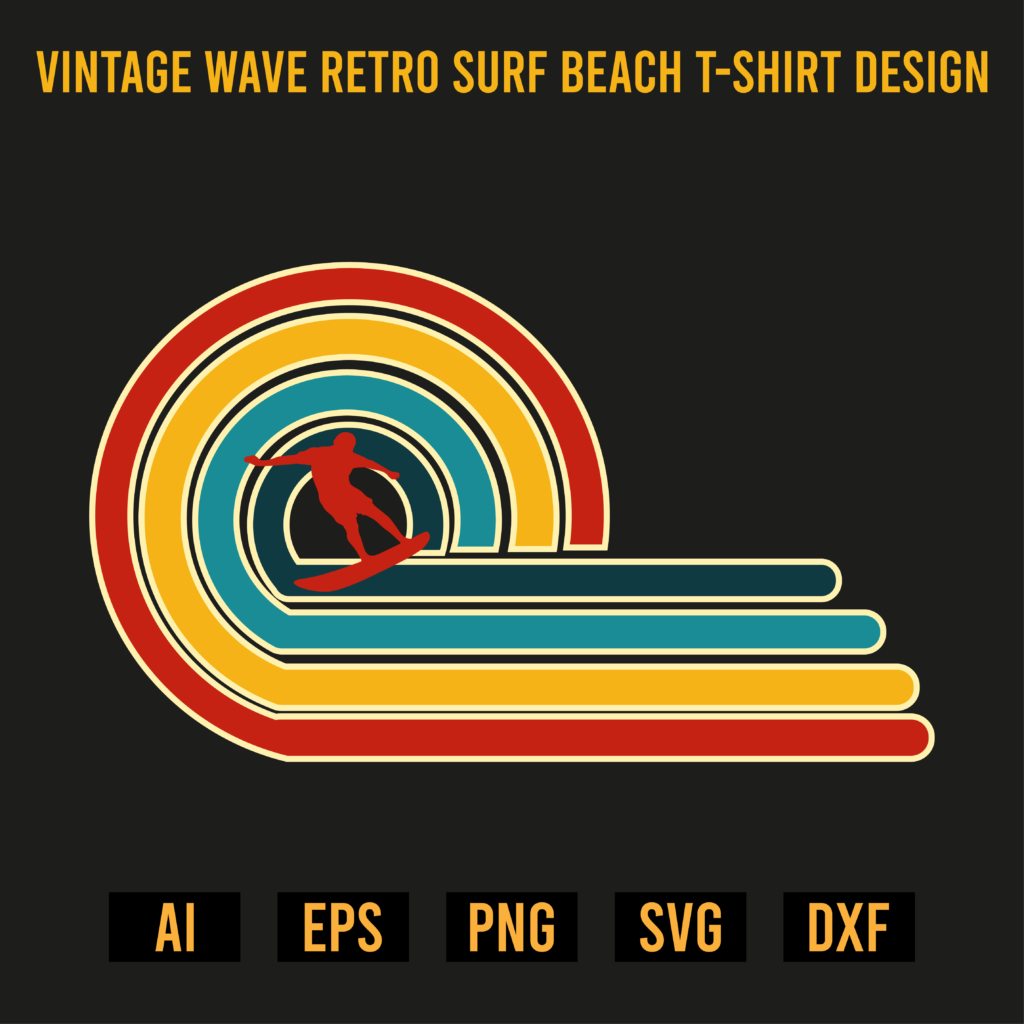 Vintage Wave Retro Surf Beach T-Shirt Design - MasterBundles