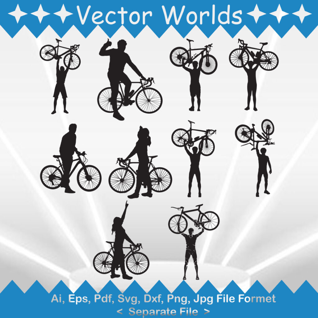 Man Lifting Bicycle SVG Vector Design. - MasterBundles