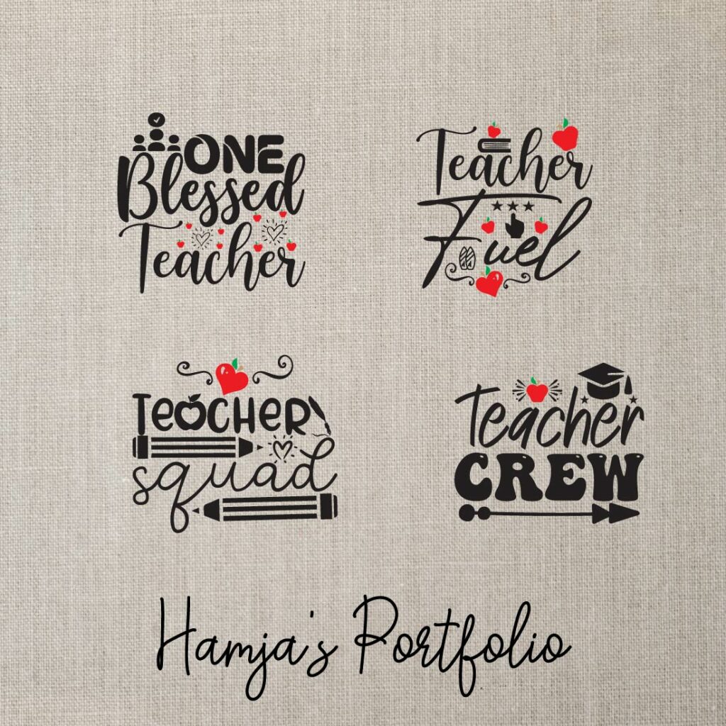 Teacher Typography Vector Bundle – MasterBundles