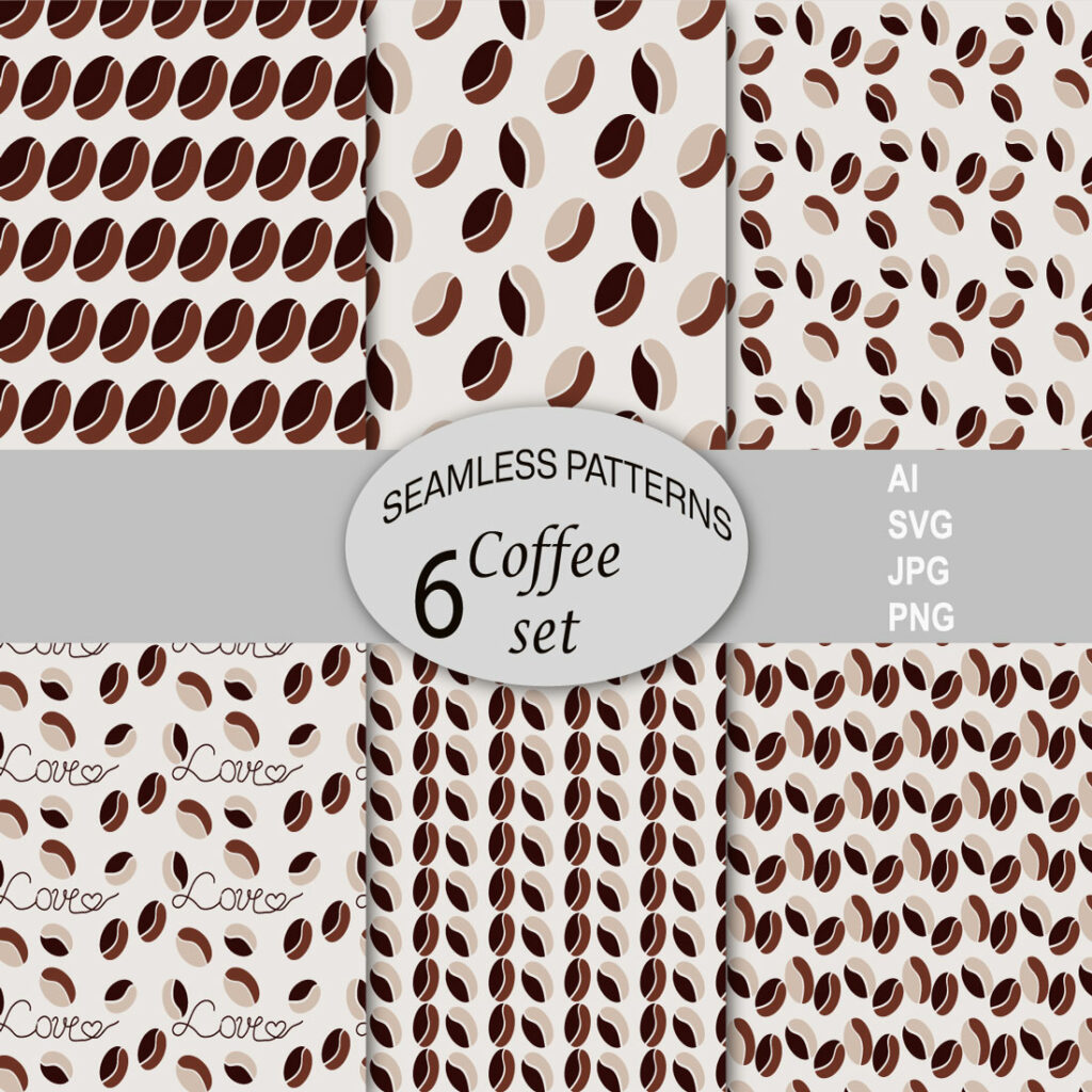 6 seamless patterns: COFFEE SET - MasterBundles