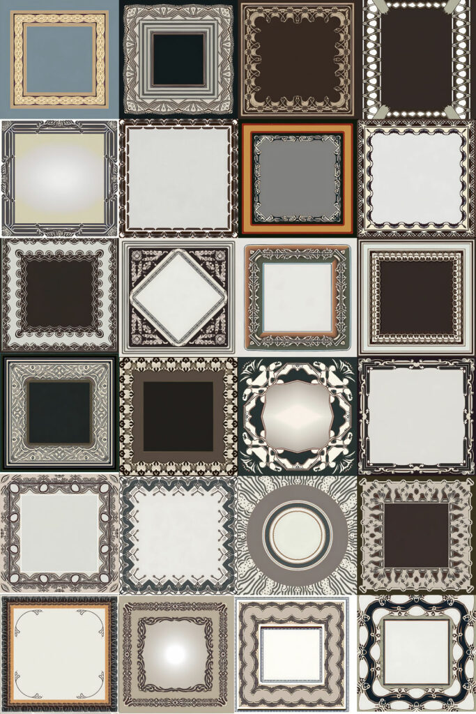 25pcs Retro Decorative Wall Frame Design and Background Template- only ...