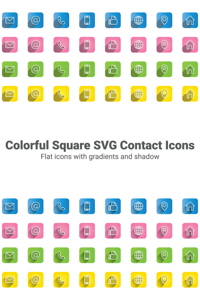 Colorful square SVG contact icons
