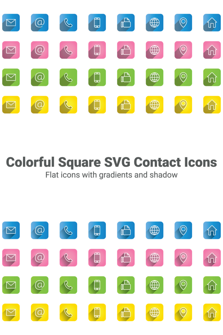 Colorful square SVG contact icons