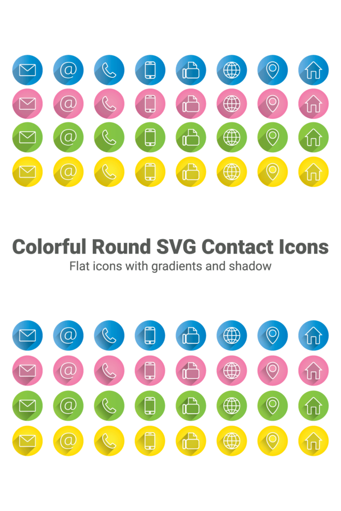 Colorful round SVG contact icons