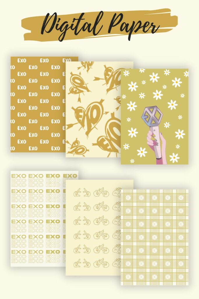 Aesthetic Cream Latter Digital Paper – KPOP Edition – EXO Inspiration ...