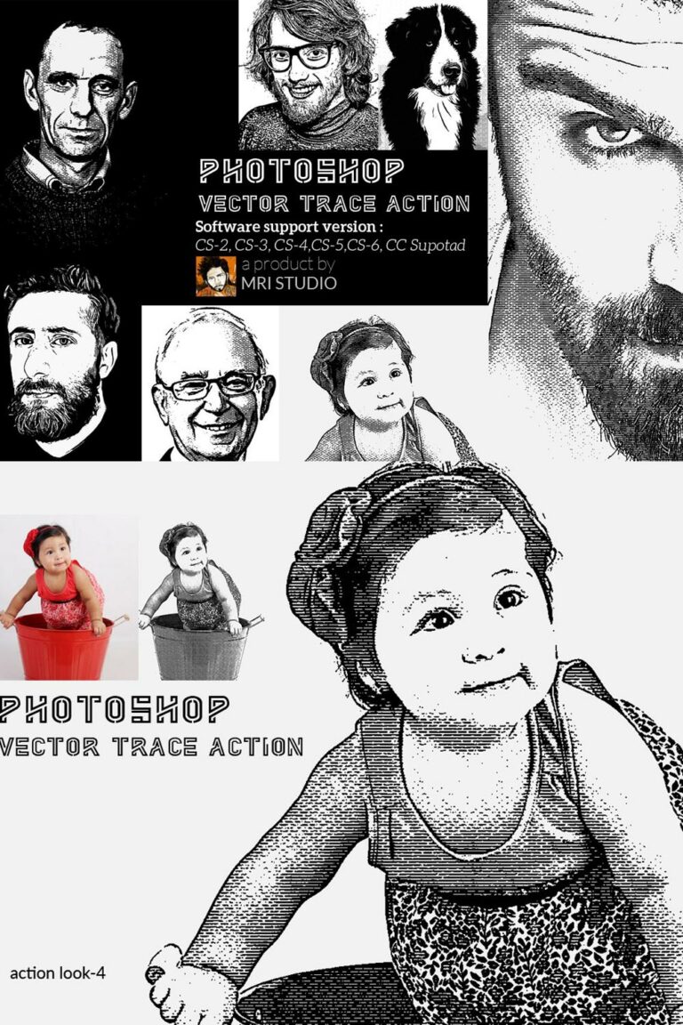 Photoshop Vector Trace Action - MasterBundles