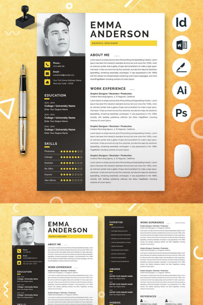 Graphic Design Resume Template | Creative Professional Resume Template ...