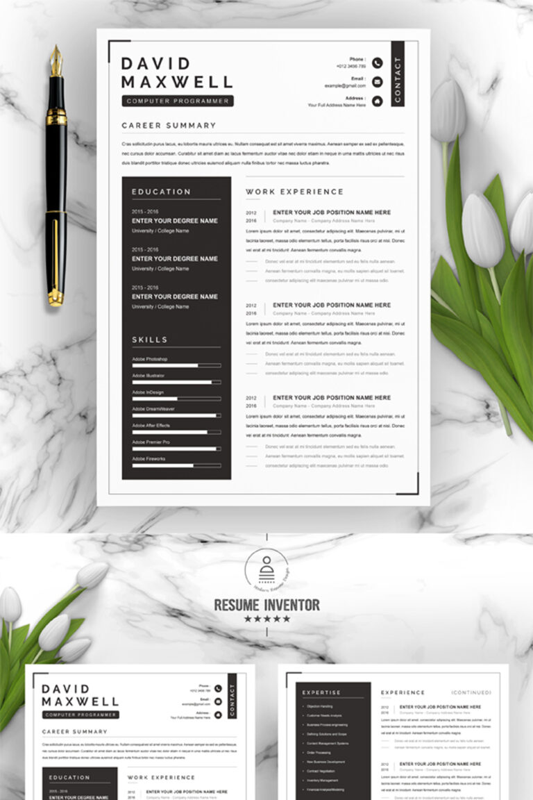 Computer Programmer Resume Template Design | Simple Resume Template ...