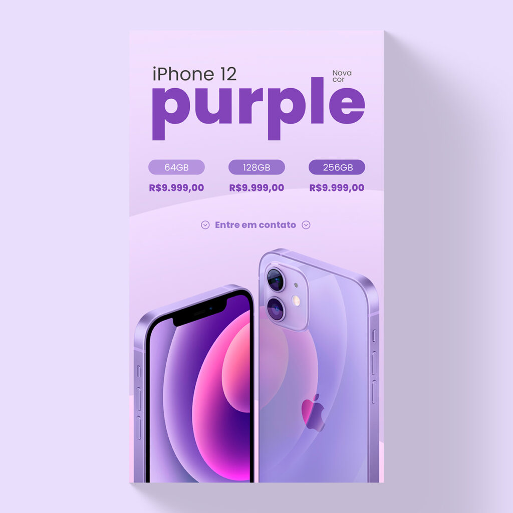iPhone 12 Purple PSD File Social Media Post Design Template - MasterBundles