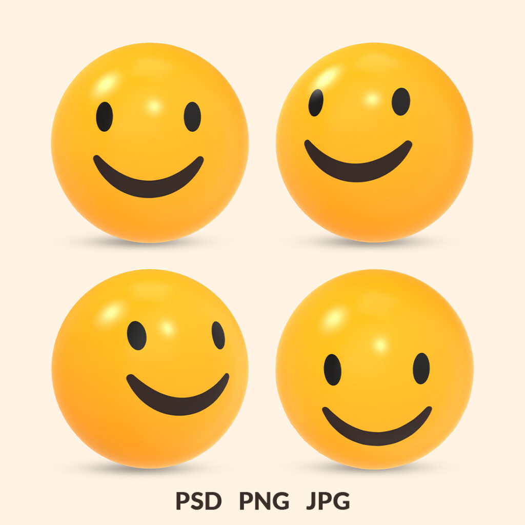 3D rendered social media icon of happy smiley emoji reaction with ...