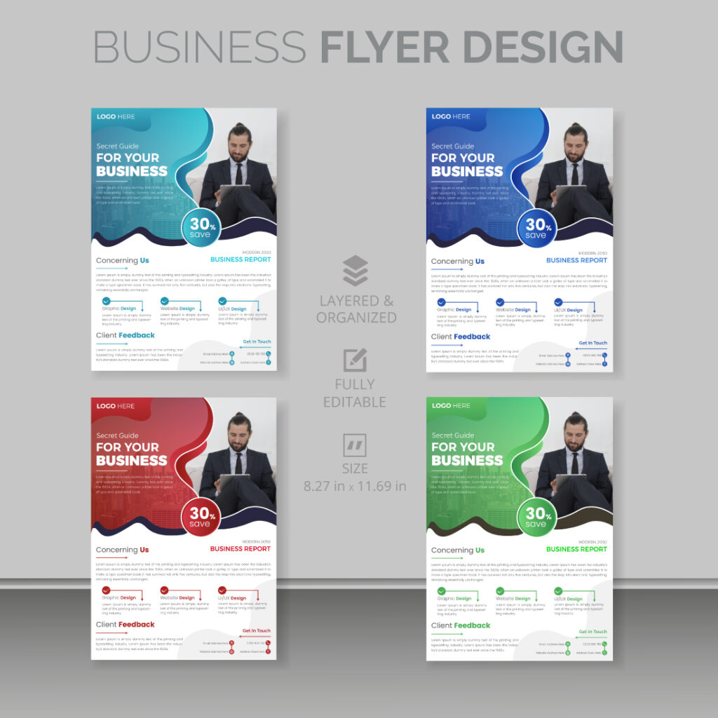 Corporate Flyer With 4 Different Colour Template - MasterBundles