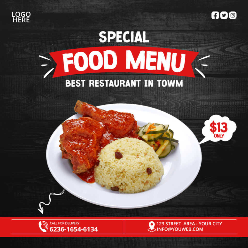 4 Food Menu Restaurant Discount Social Media Banner Templates ...