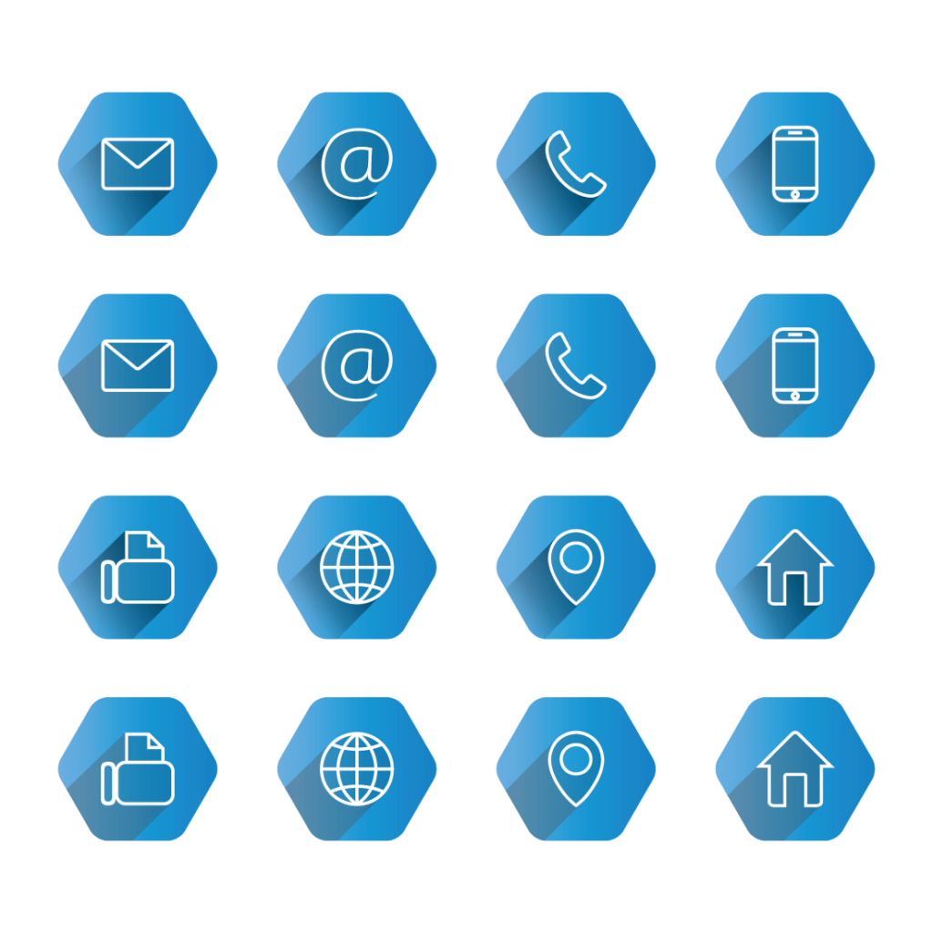Colorful hexagon SVG contact icons 1