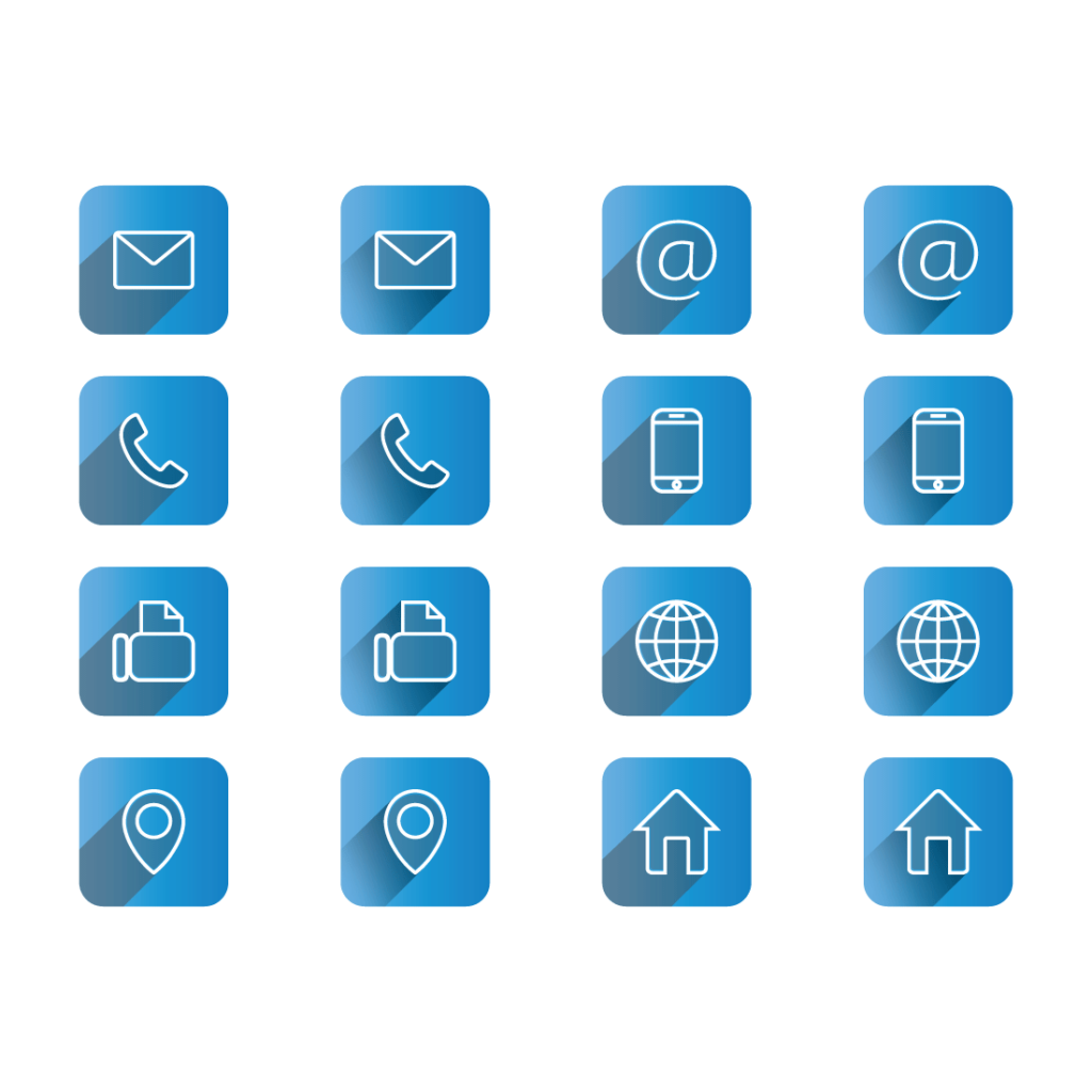 Colorful square SVG contact icons