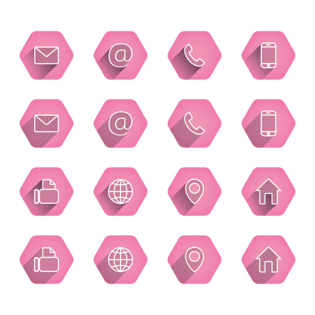 Colorful hexagon SVG contact icons 1