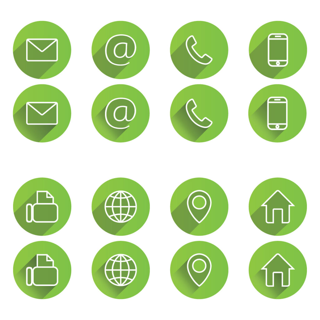 Colorful round SVG contact icons