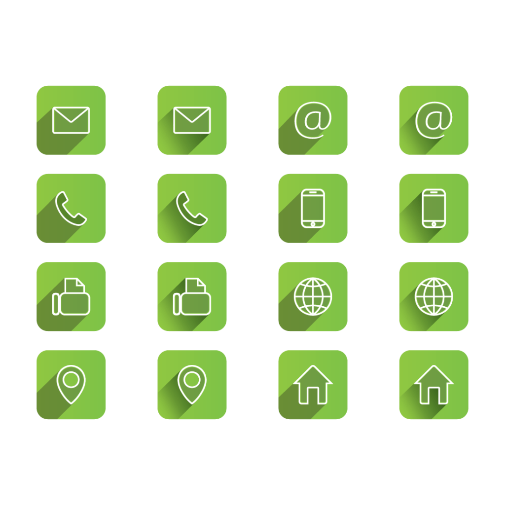 Colorful square SVG contact icons