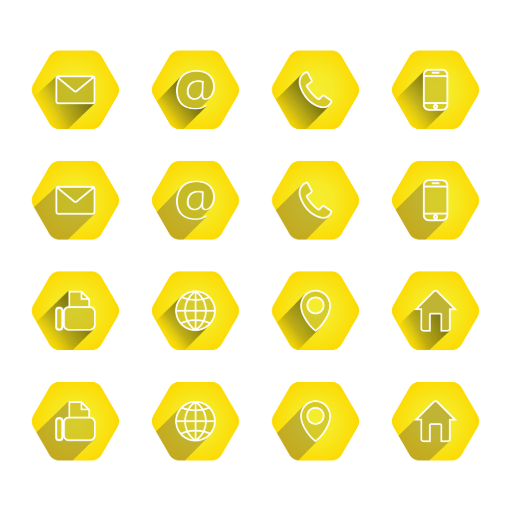 Colorful hexagon SVG contact icons 1