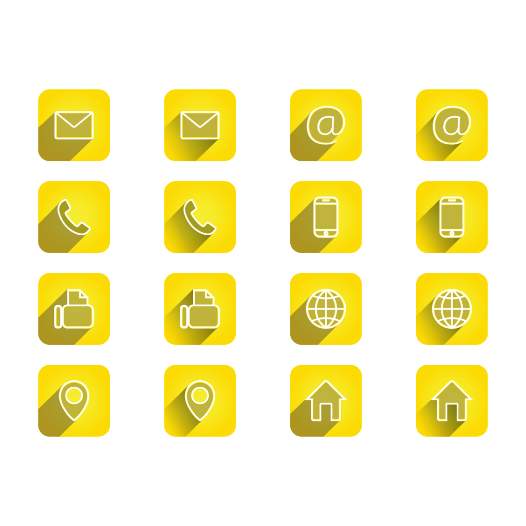Colorful square SVG contact icons