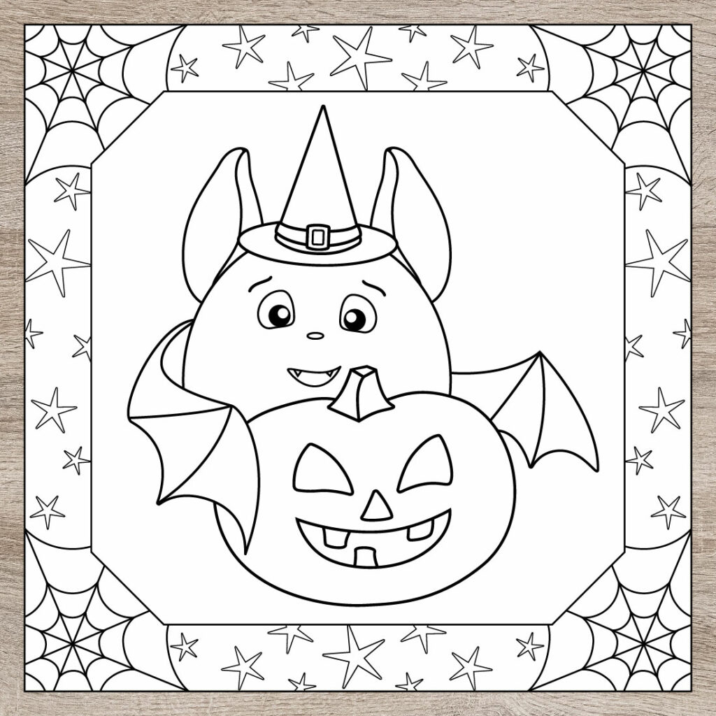 Cute Bat Celebrates Halloween - 5 Coloring Pages - MasterBundles