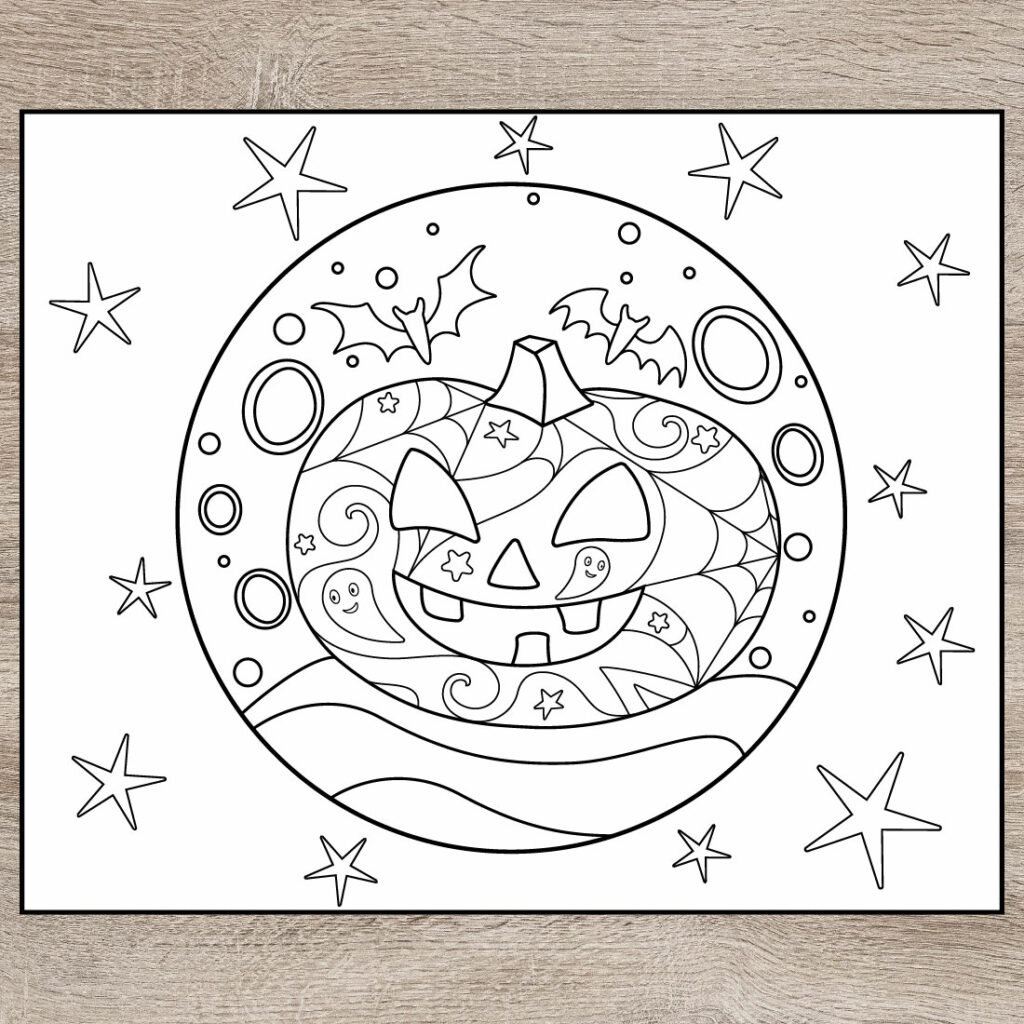 Halloween night - 4 holiday coloring pages - MasterBundles