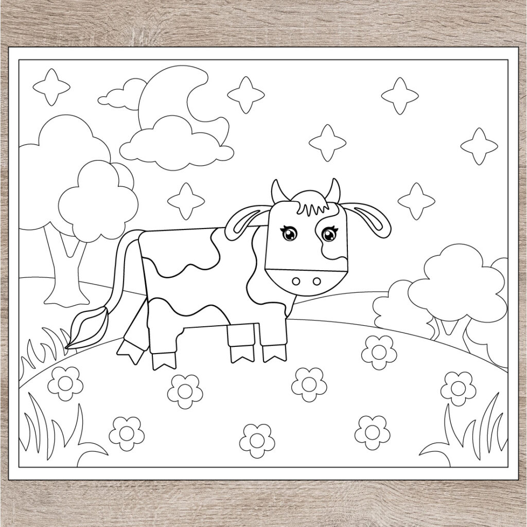 Cute Cows - 2 coloring pages for kids - MasterBundles