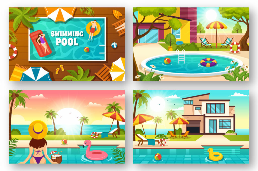 20 Swimming Pool Vector Illustration - MasterBundles